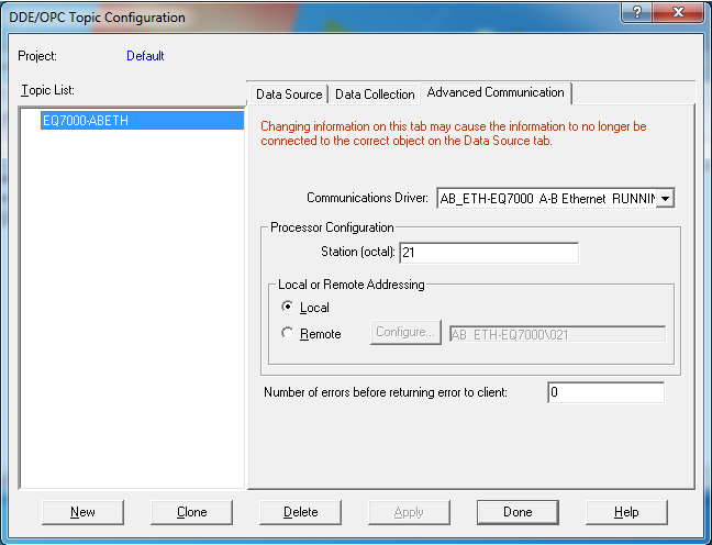 EQ7000 RSLINX AB Ethernet driver topic configuration and OPC client ...